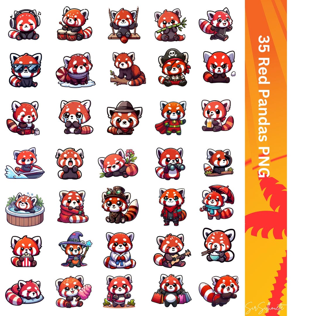 Cute Red Panda Digital Design for Stickers - Etsy