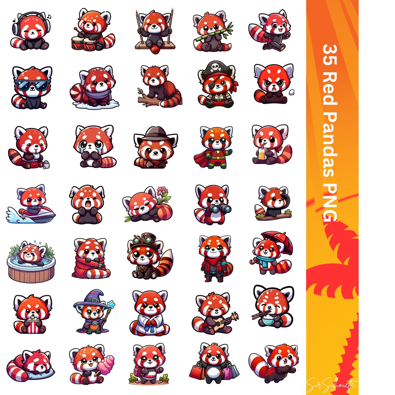 Cute Red Panda Digital Design for Stickers - Etsy