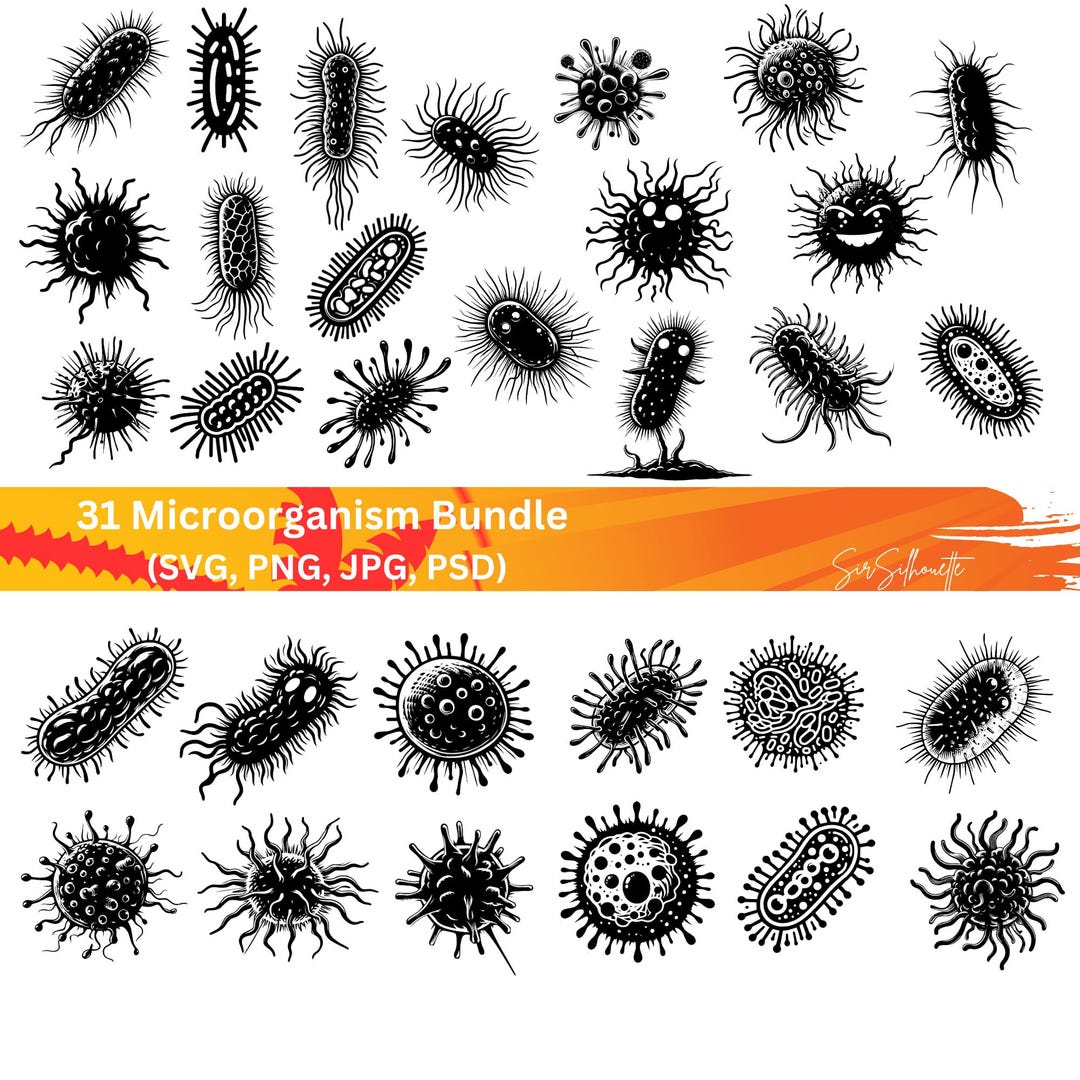 Microbes SVG Bundle, 31 Microbiology Designs, PNG, PSD - Etsy