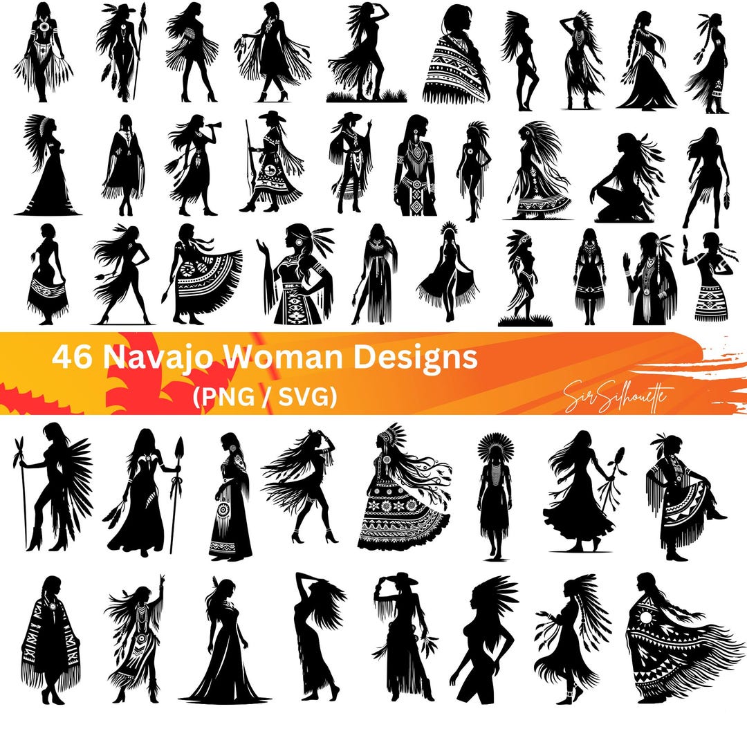 Navajo Women SVG, 46 Female Navajo Bundle, PNG - Etsy