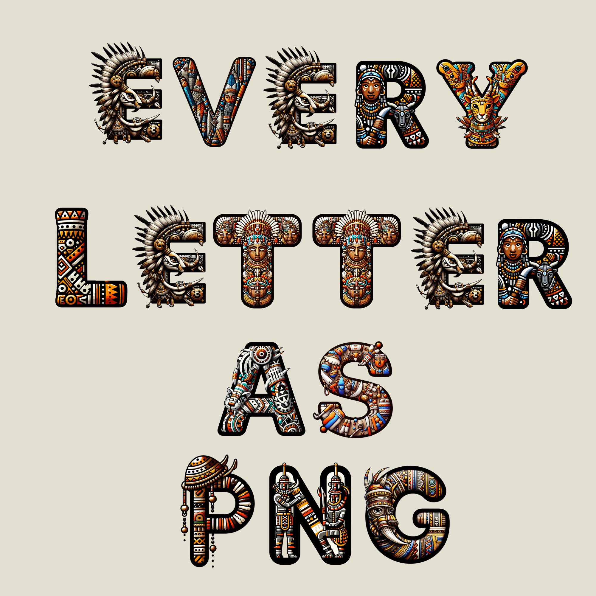 Zulu Font, Alphabet With Zulu Design, Zulu Letters as Png - Etsy