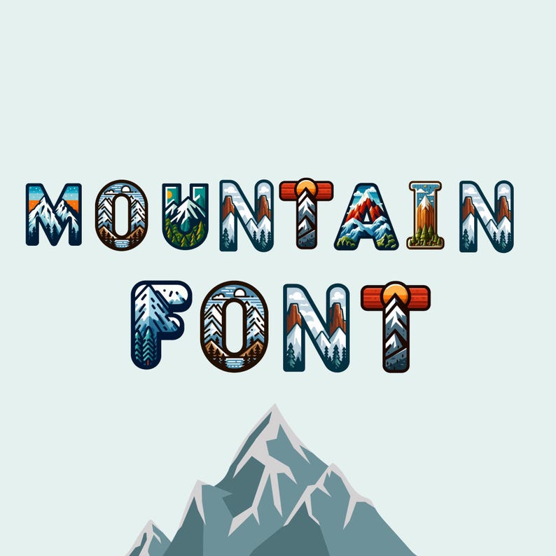 Mountain Font, Alphabet With Mountain Design, Mountain Letters as Png ...