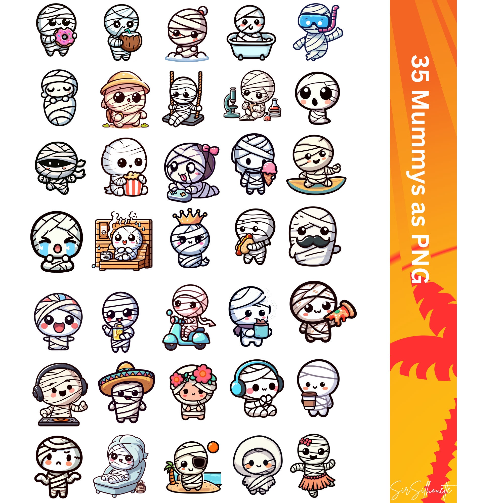 Cute Mummy Digital Design for Stickers - Etsy