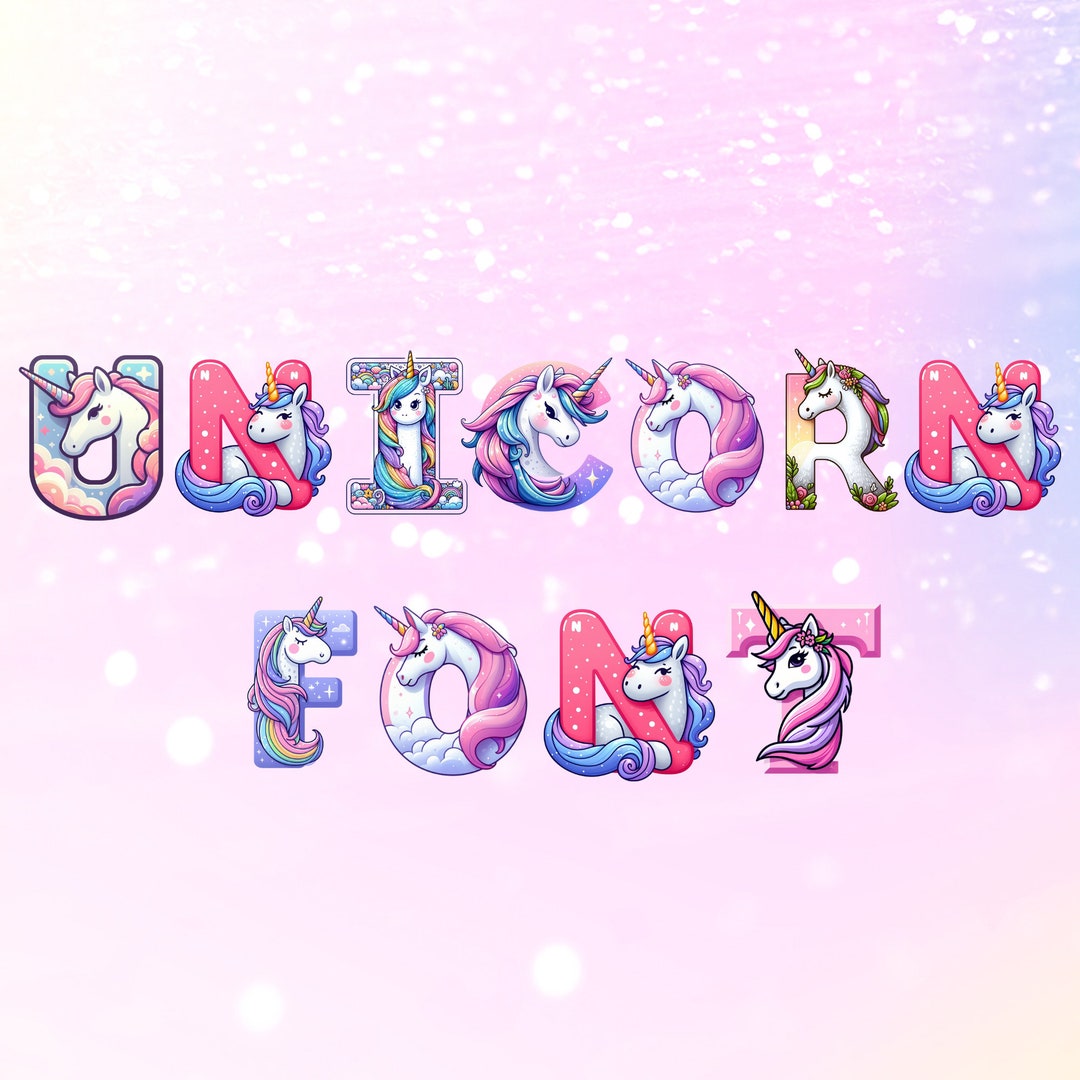 Unicorn Font, Alphabet With Unicorn Design, Magic Letters as Png - Etsy