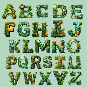 Jungle Font, Alphabet With Jungle Design, Jungle Letters as Png - Etsy