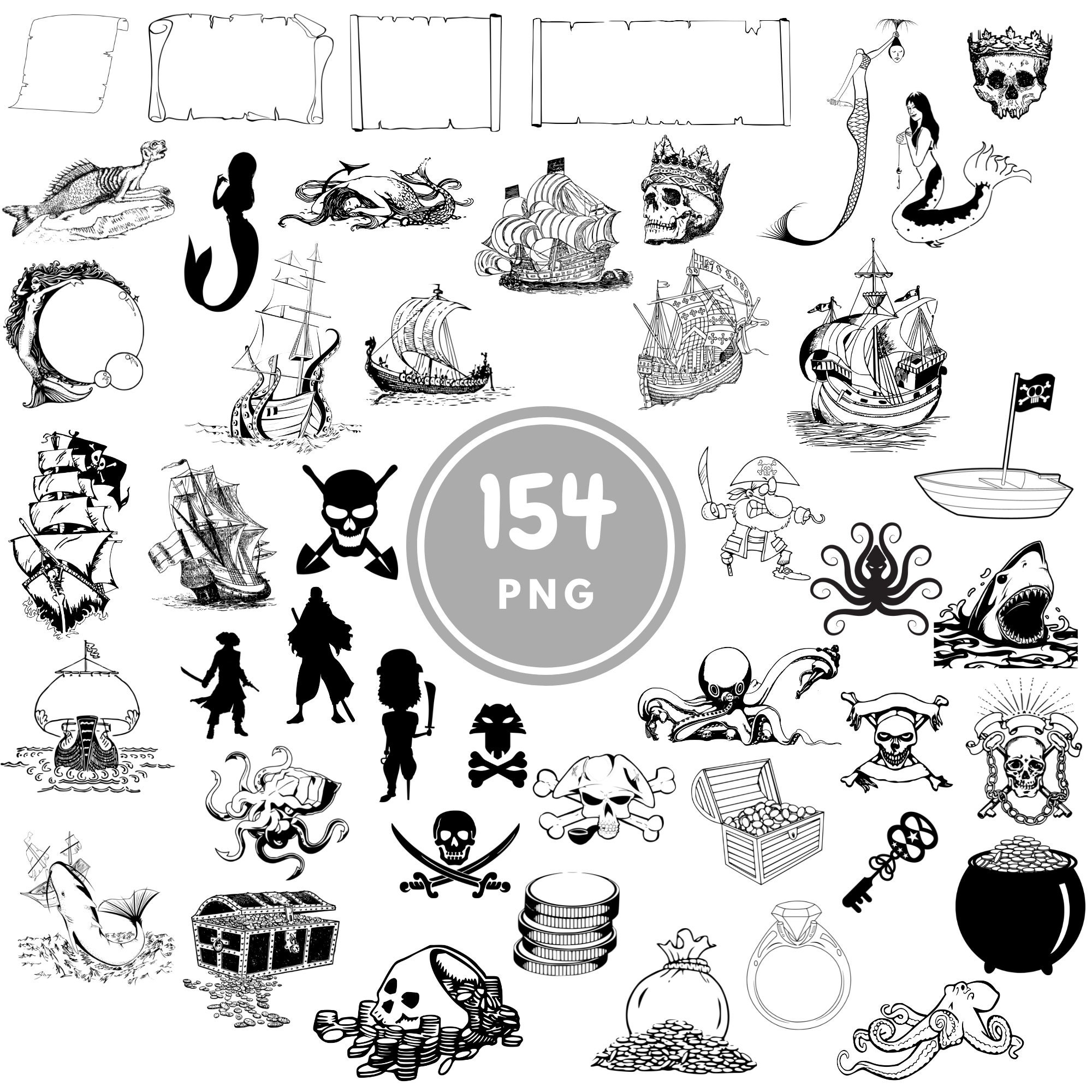 Treasure Map Design Bundle, 154 Pirate Png Files - Etsy