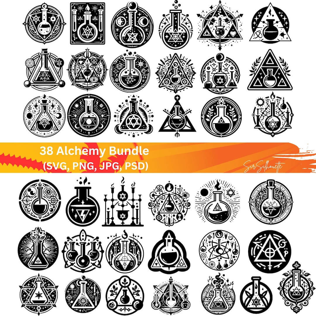 Alchemy SVG Bundle, 38 Alchemy Designs, PNG, PSD - Etsy