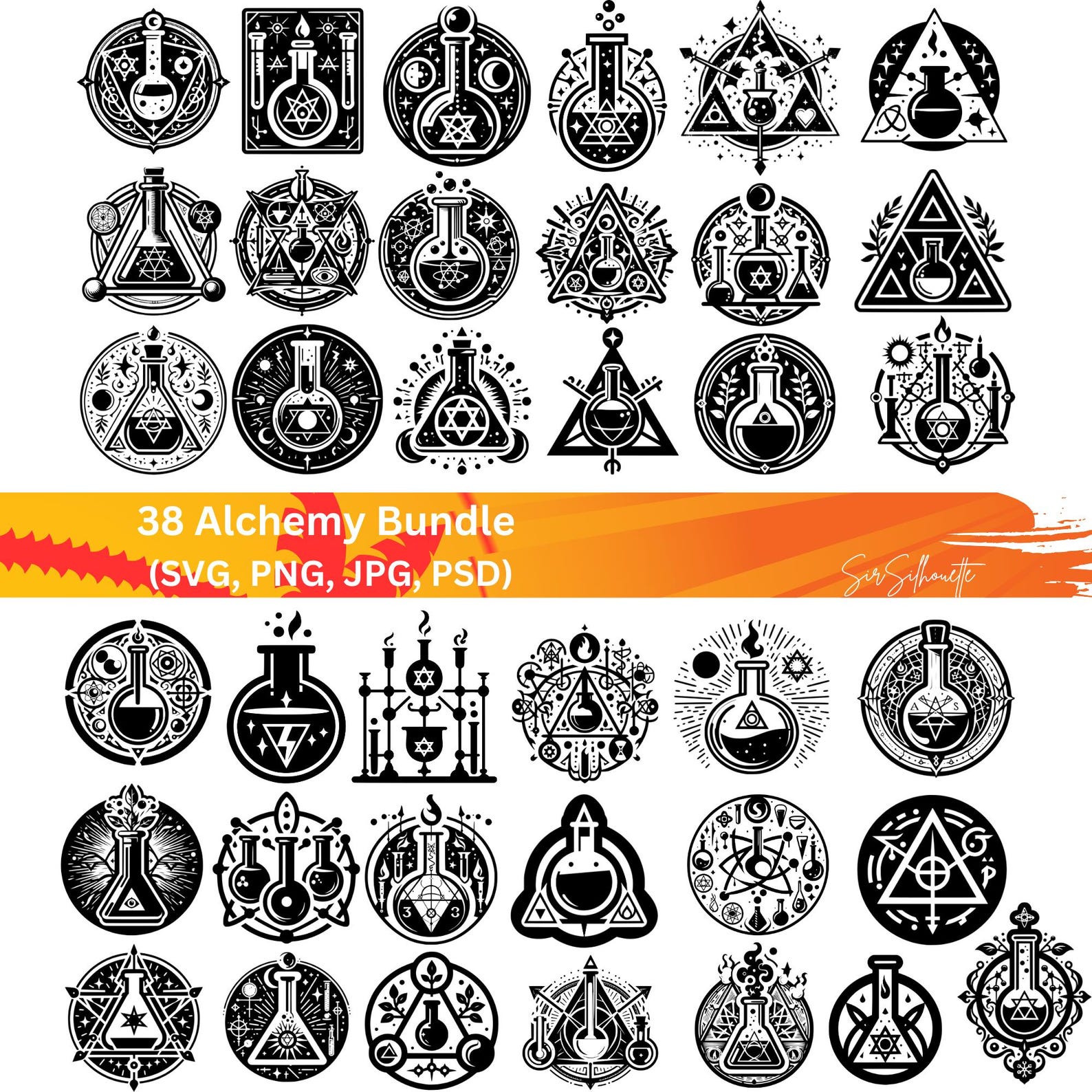 Alchemy SVG Bundle, 38 Alchemy Designs, PNG, PSD - Etsy