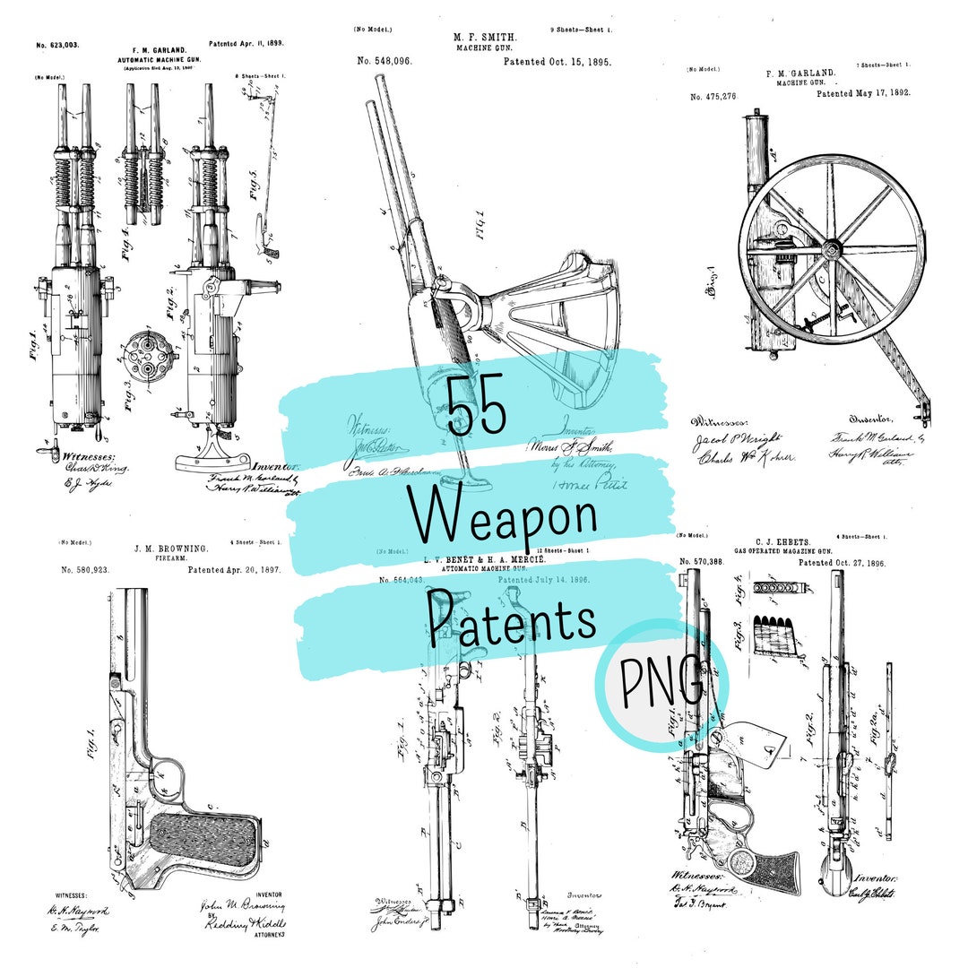55 Weapon Patents, Vintage Gun Illustrations, Patent Png - Etsy