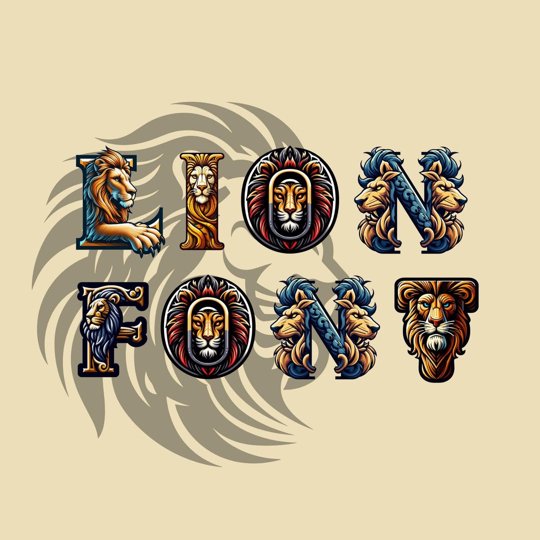 Lion Font, Alphabet With Lion Design, Lion Letters as Png - Etsy