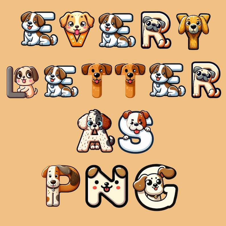 Dog Font, Alphabet With Dog Design, Dog Letters as Png - Etsy