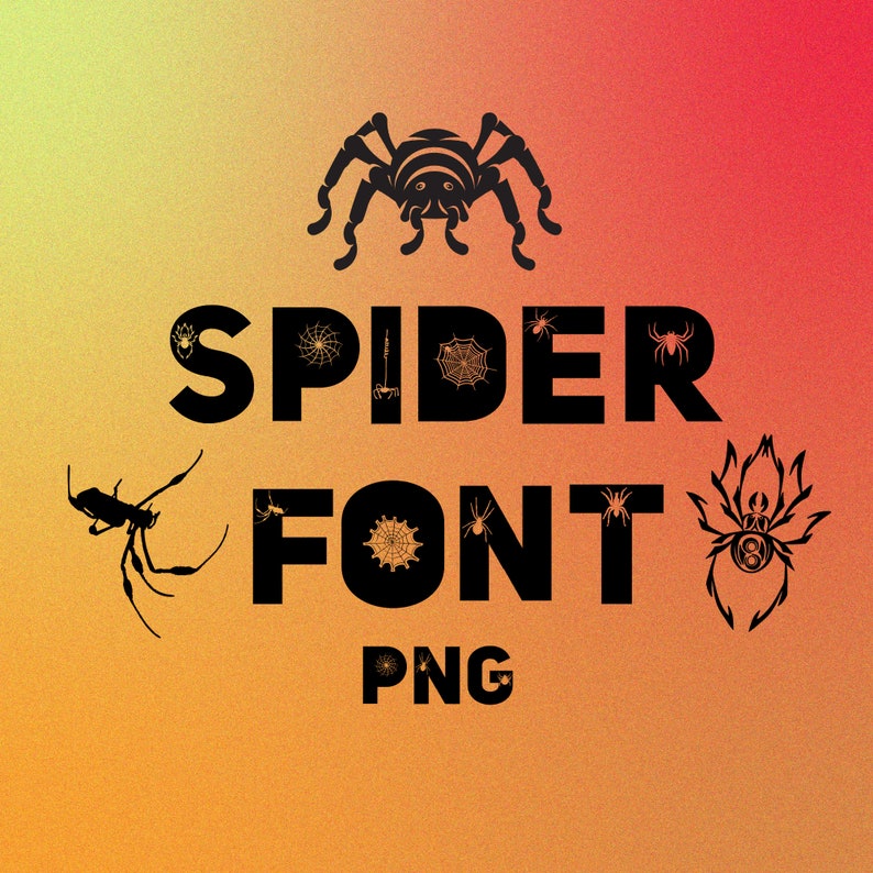 Spider Font, Alphabet With Spiders, Spider Letters as Png - Etsy