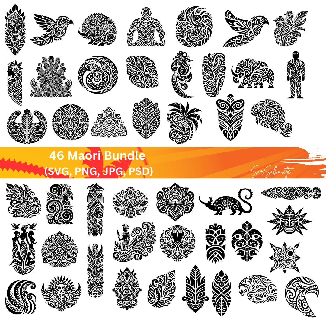 Maori SVG Bundle, 46 Maori Designs, PNG, PSD - Etsy