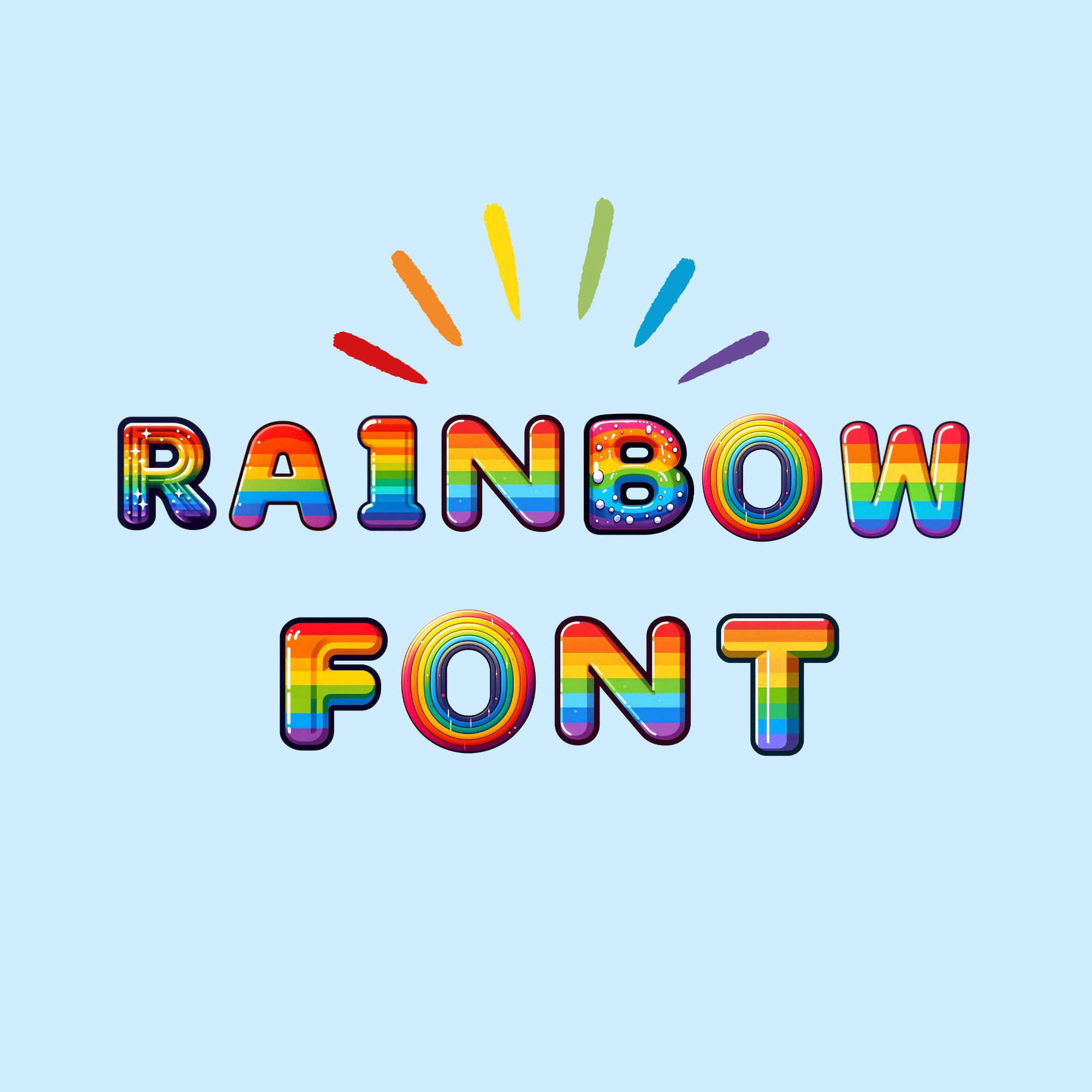 Rainbow Font, Alphabet With Rainbow Design, Rainbow Letters as Png - Etsy