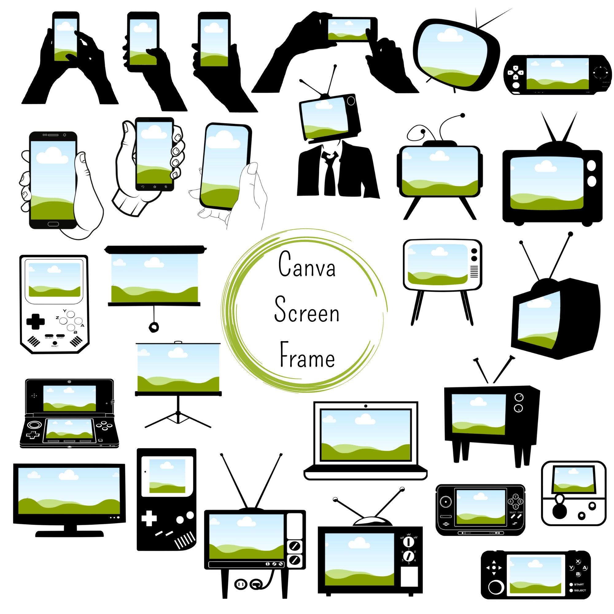 27 Canva Screen Frames, Custom Frames for Canva, Canva Pdf Bundle - Etsy