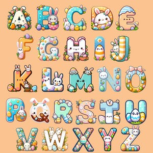 Easter Font, Alphabet With Easter Design, Easter Letters as Png - Etsy