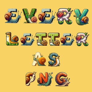 Snail Font, Alphabet With Snail Design, Snail Letters as Png - Etsy