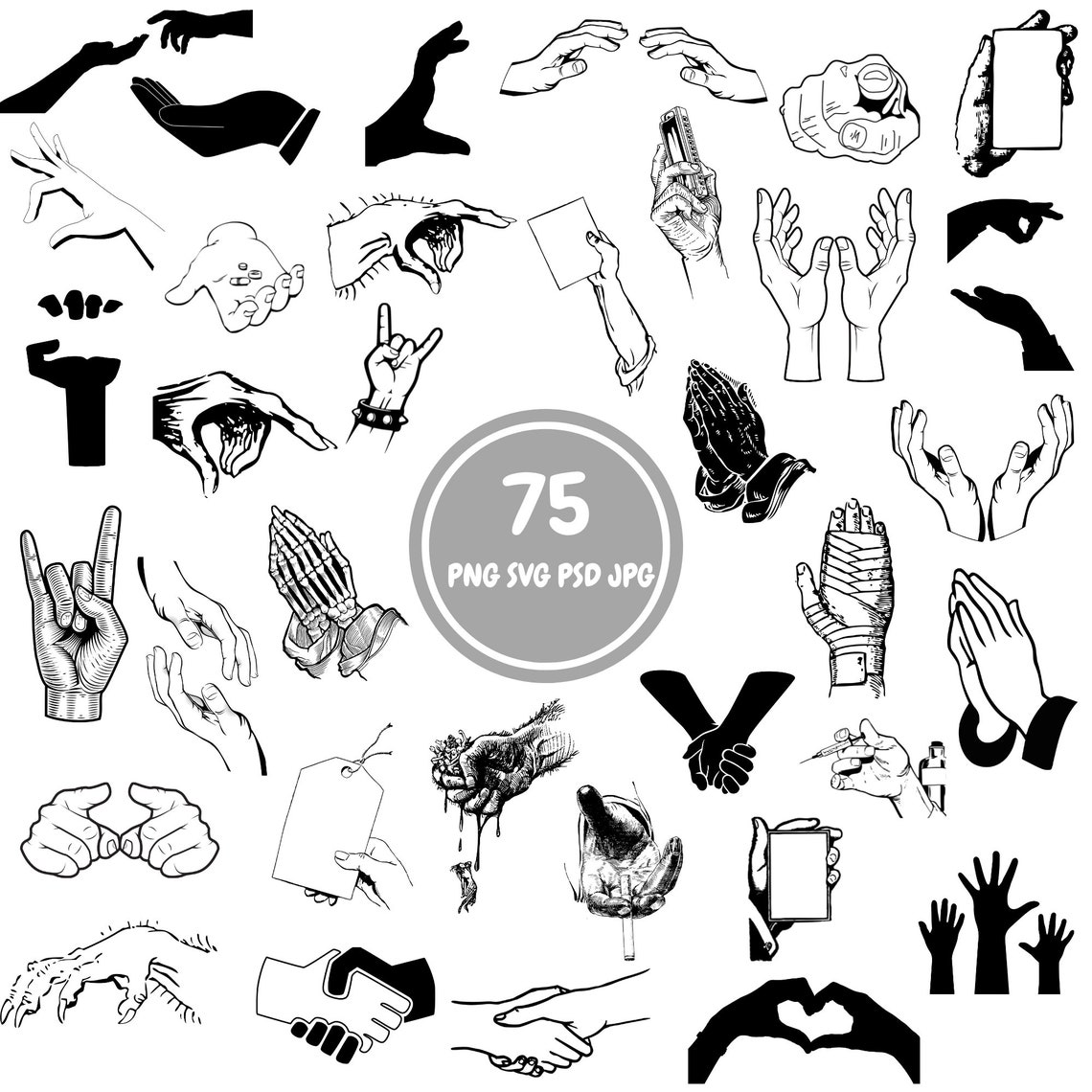 Hände Design SVG 75 Handzeichen Svg Bundle PNG PSD - Etsy.de