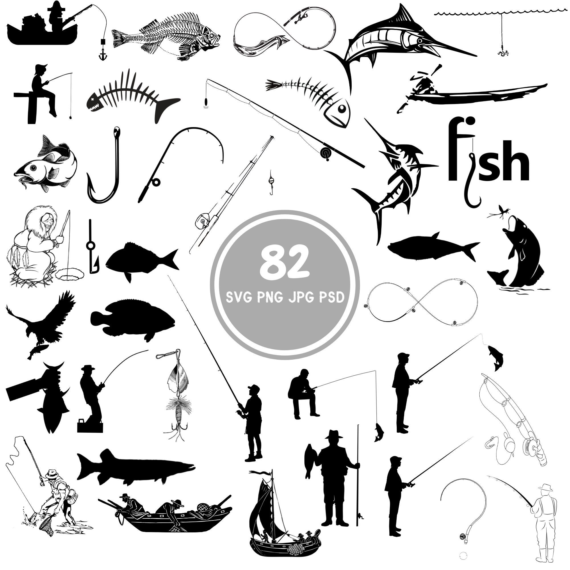 Fishing SVG, 82 Fisher Svg Bundle, PNG, PSD - Etsy UK