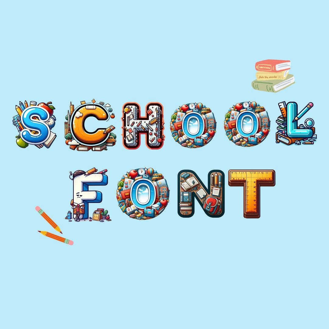 School Font, Alphabet With School Design, School Letters as Png - Etsy