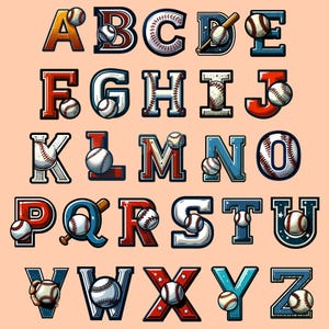 Baseball Font, Alphabet With Baseball Design, Baseball Letters as Png ...
