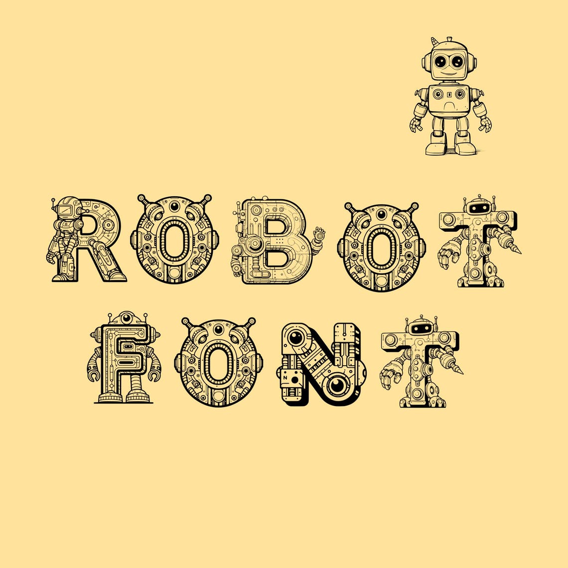 Robot Alphabet Coloring PNG – Futuristic Letters for Kids - Etsy