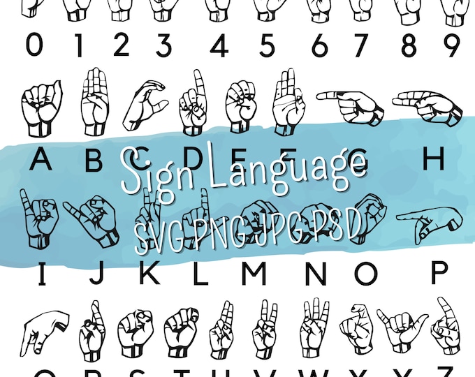 Sign Language Alphabet Blue Poster - Etsy