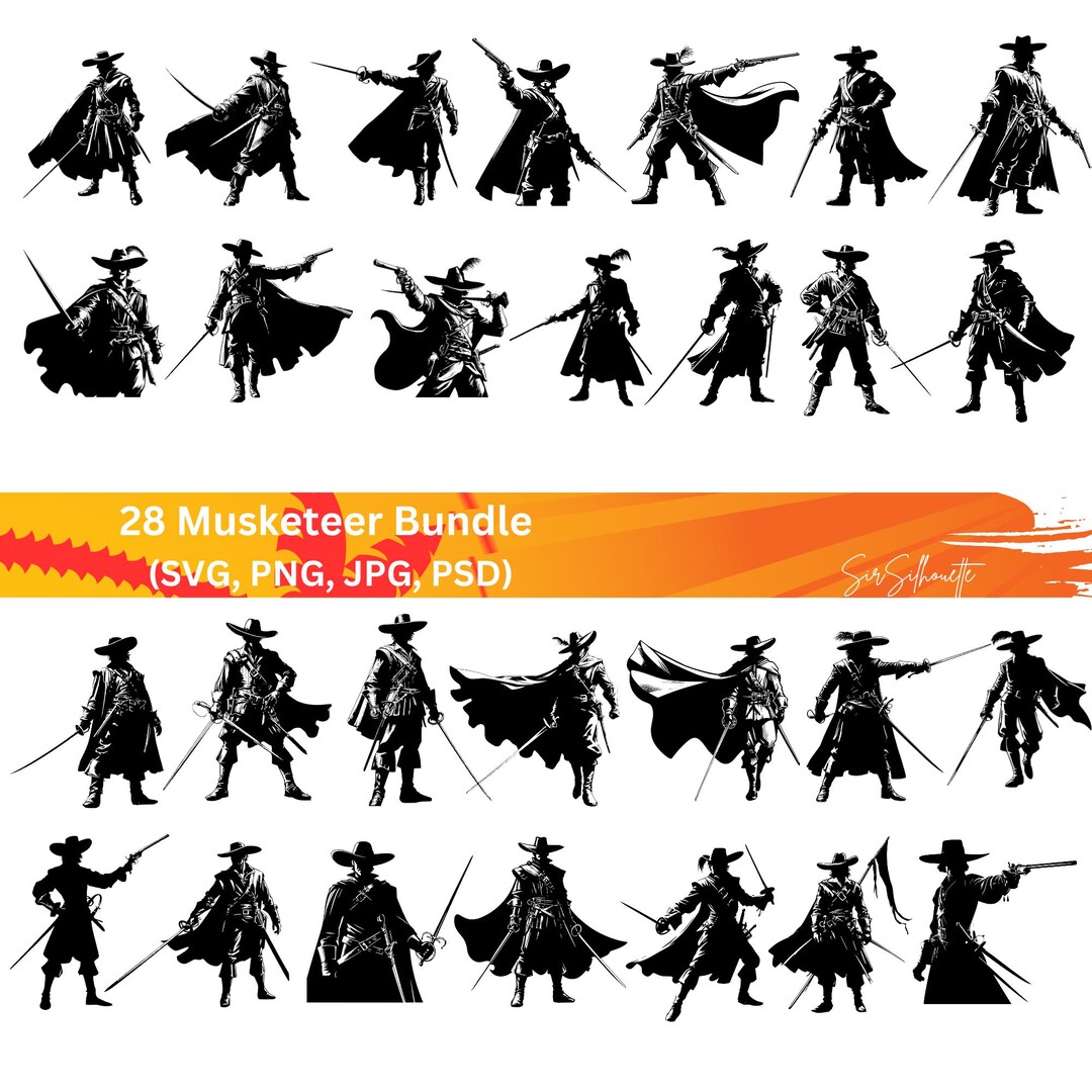 Musketeer SVG Bundle, 28 Musketeer Designs, PNG, PSD - Etsy