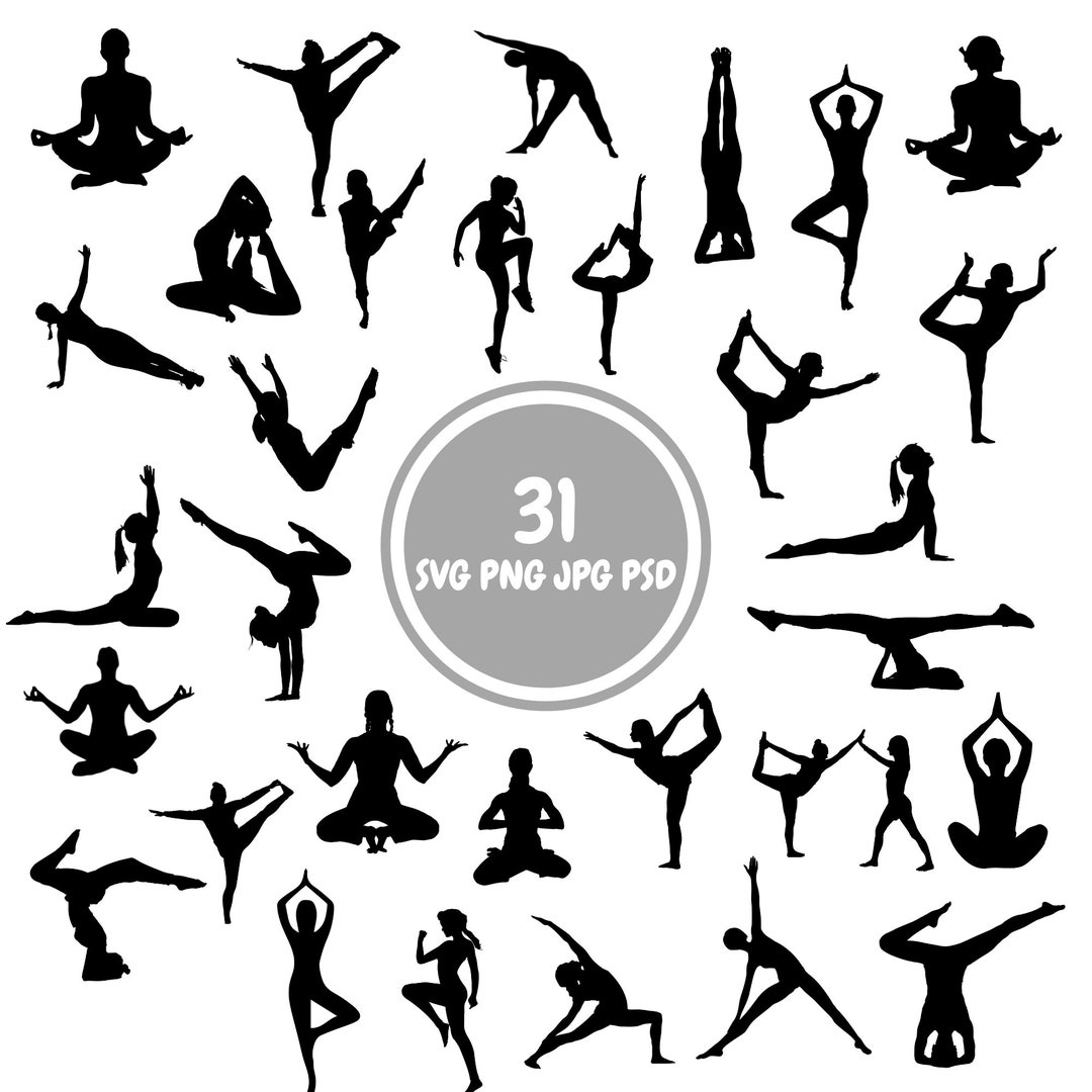 Yoga SVG Bundle - 31 Gymnastics Designs - Cricut, Silhouette - PNG ...
