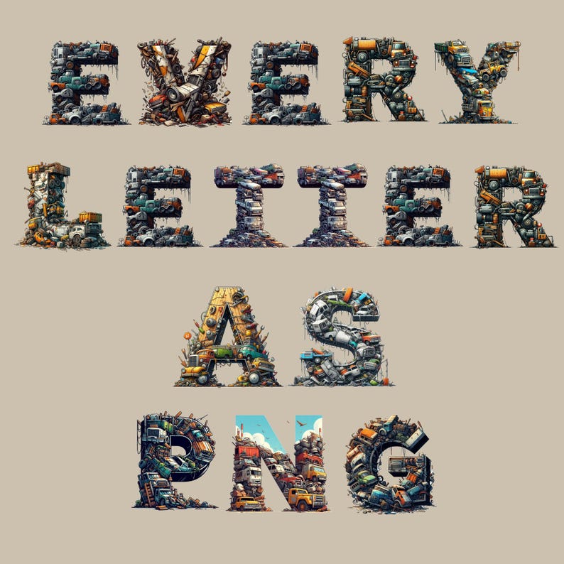 Junkyard Alphabet PNG, Industrial Scrap Letters, Rusty Garage ...