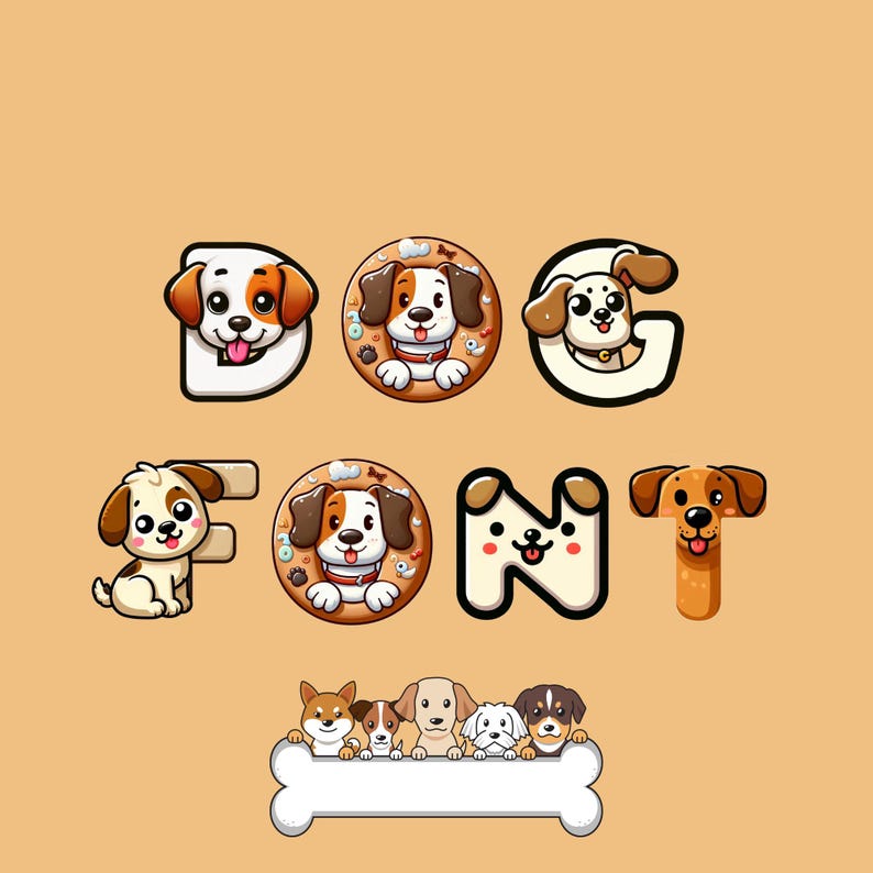 Dog Font, Alphabet With Dog Design, Dog Letters as Png - Etsy