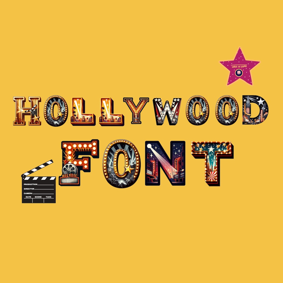 Hollywood Font, Alphabet With Hollywood Design, Hollywood Letters as ...
