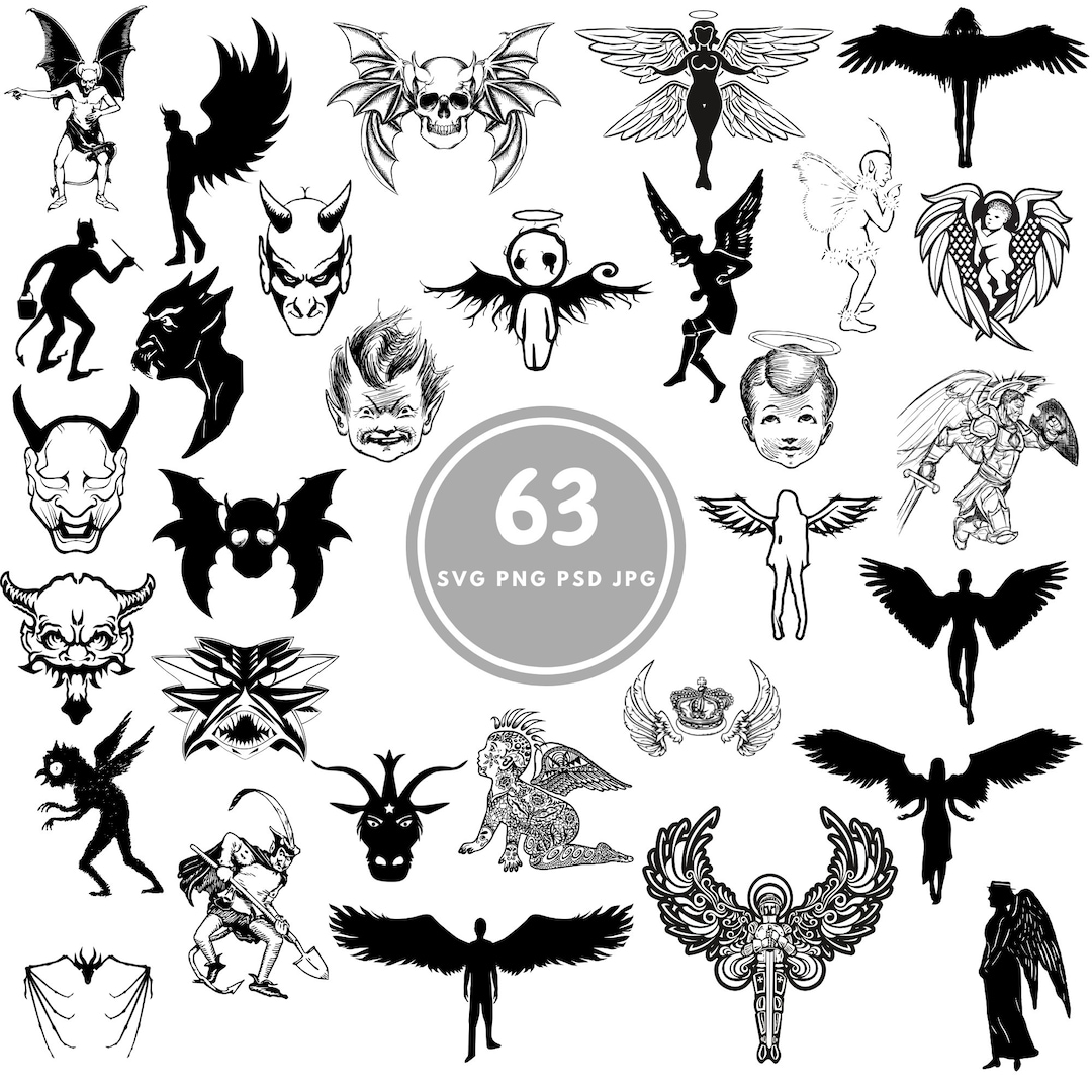 Angel Design SVG, 63 Devil Bundle, PNG, PSD - Etsy