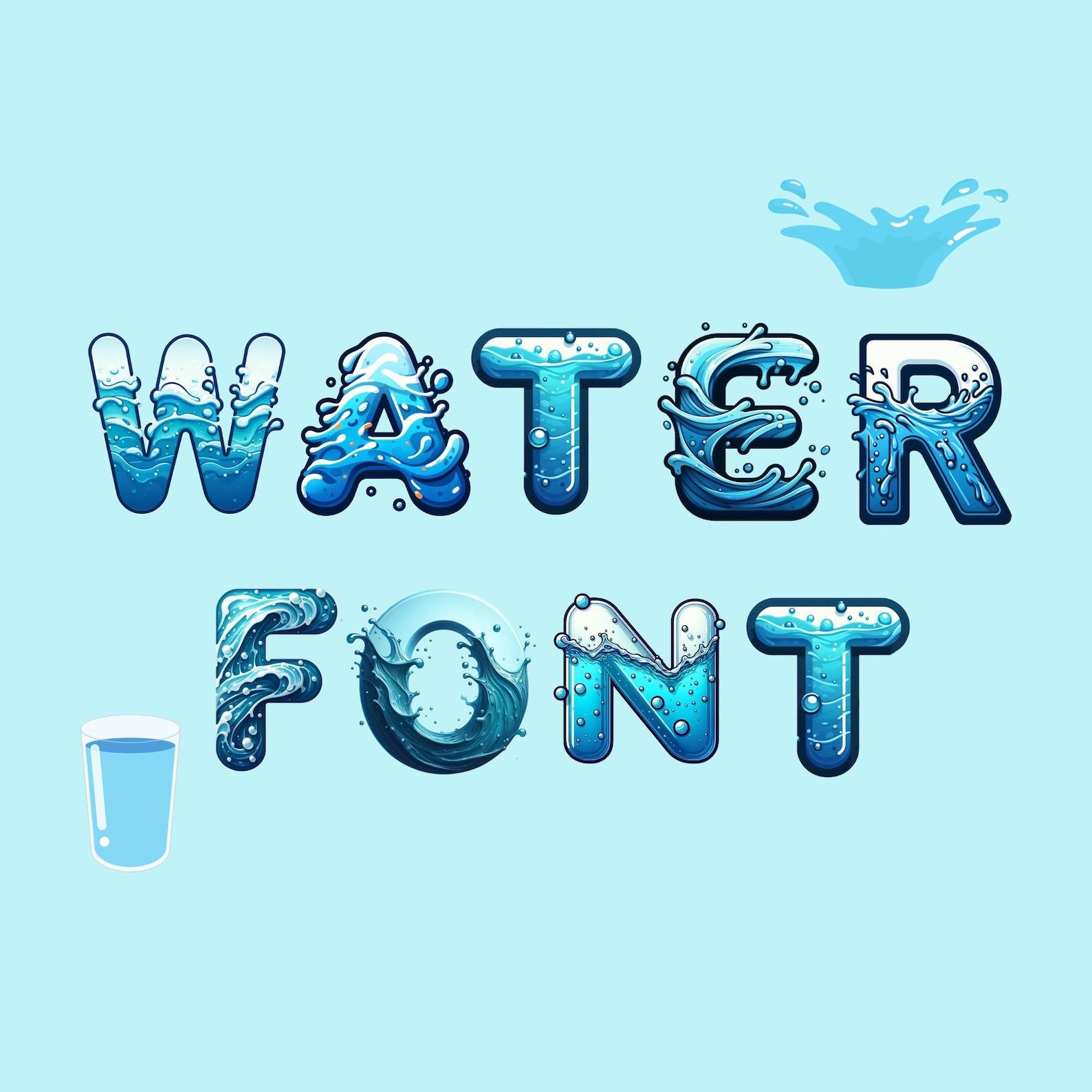 Water Font, Alphabet With Water Design, Water Letters as Png - Etsy
