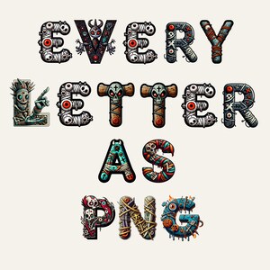 Voodoo Font, Alphabet With Occult Design, Tribal Letters as Png - Etsy