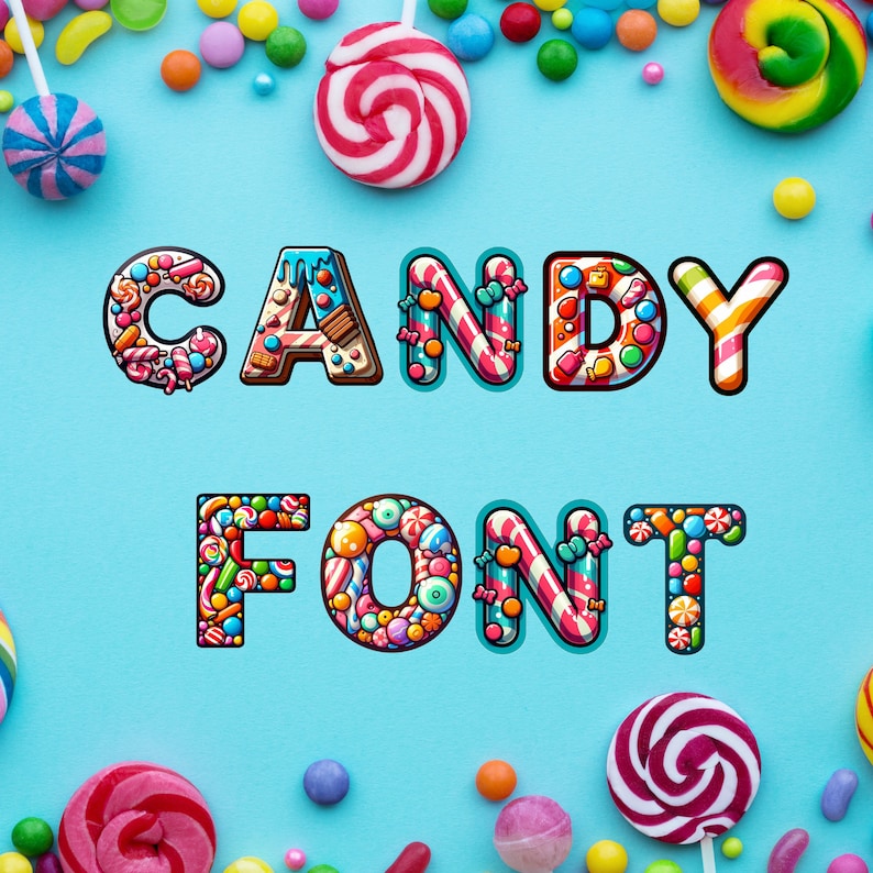 Candy Font, Alphabet With Candy Design, Bonbon Letters as Png - Etsy
