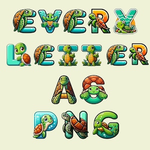 Turtle Font, Alphabet With Turtle Design, Turtle Letters as Png - Etsy