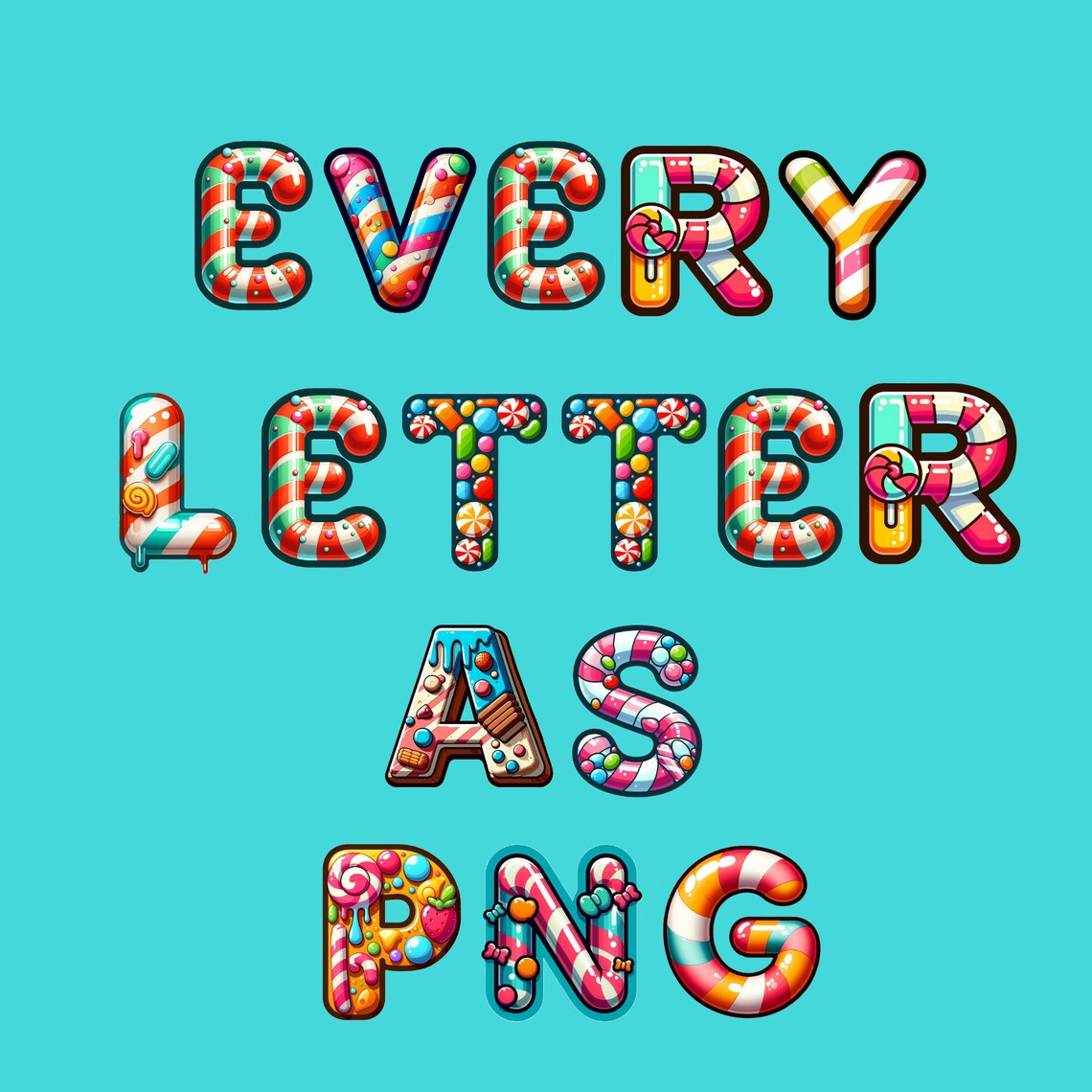 Candy Font, Alphabet With Candy Design, Bonbon Letters as Png - Etsy