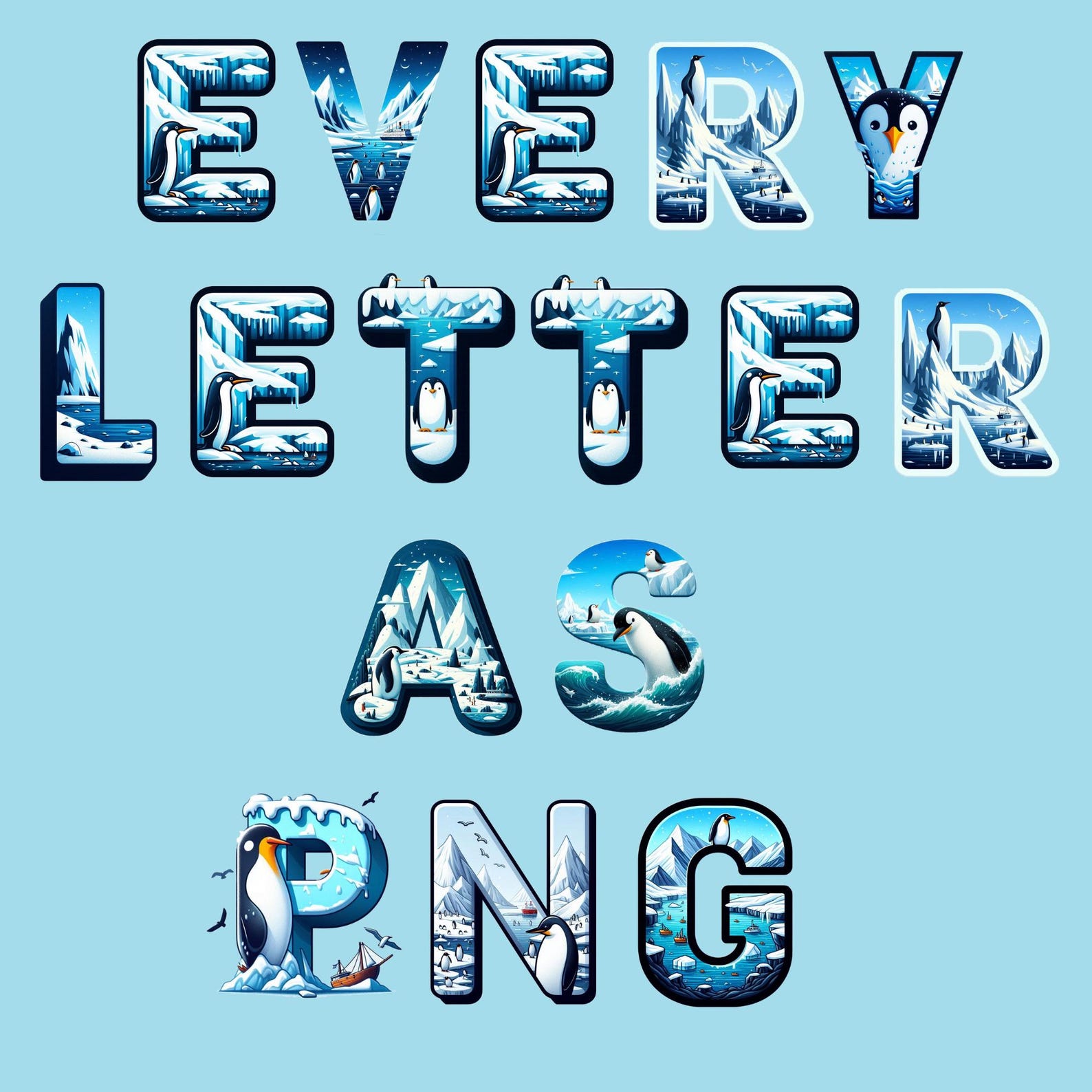 Antarctica Font, Alphabet With Antarctica Design, Antarctica Letters as ...