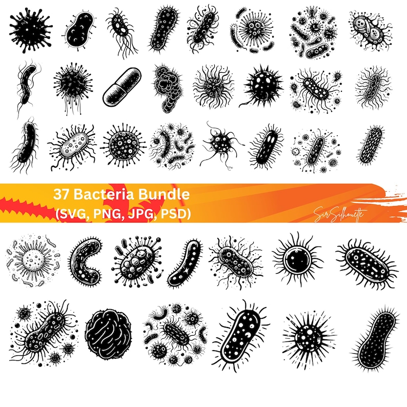 Bacteria SVG Bundle, 24 Bacteria Designs, PNG, PSD - Etsy