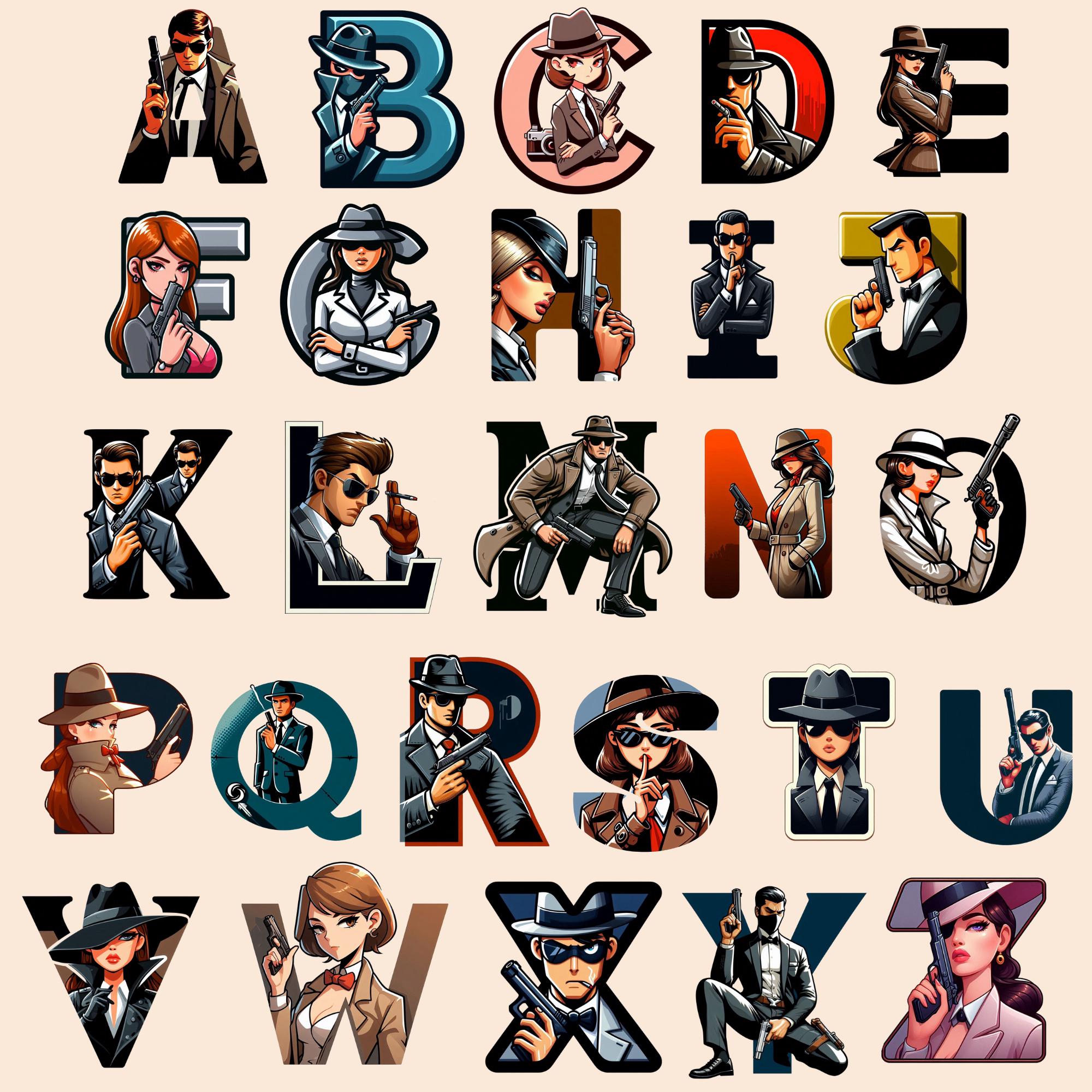Secret Agent Font, Alphabet With Spy Design, Secret Agent Letters as ...