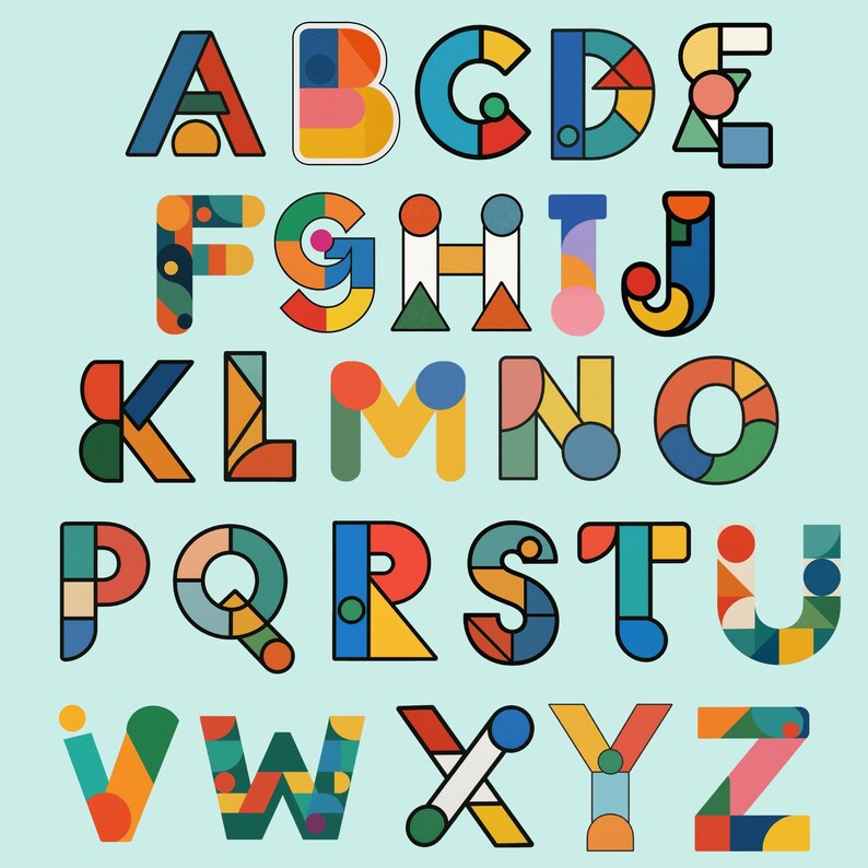 Geometry Alphabet Clipart, Geometric PNG Letters, Abstract Math ...