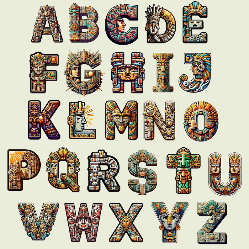 Inca Font, Alphabet With Inca Design, Inca Letters as Png - Etsy