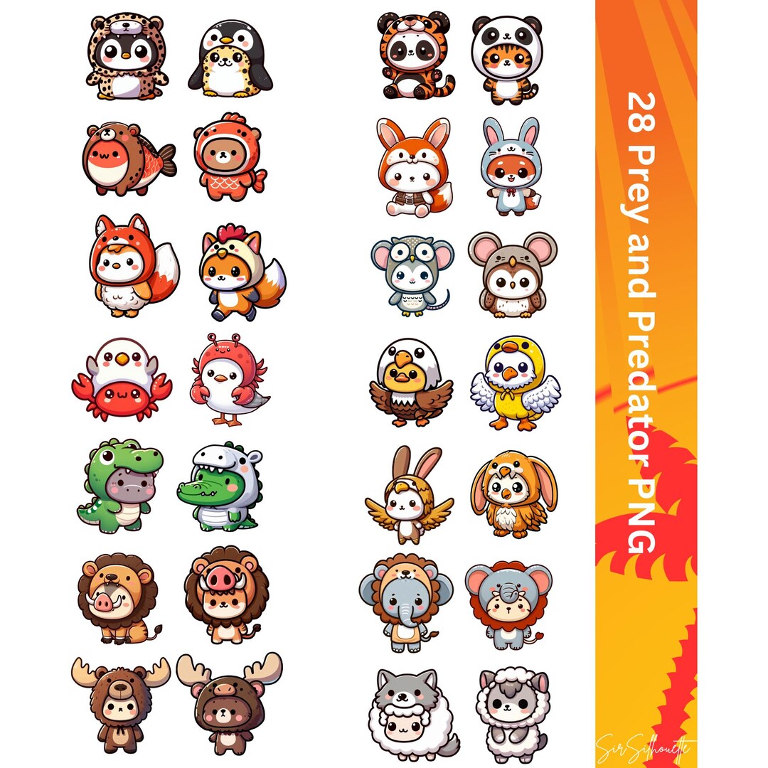 Cute Matching Prey and Predator Animal Digital Design for Stickers - Etsy
