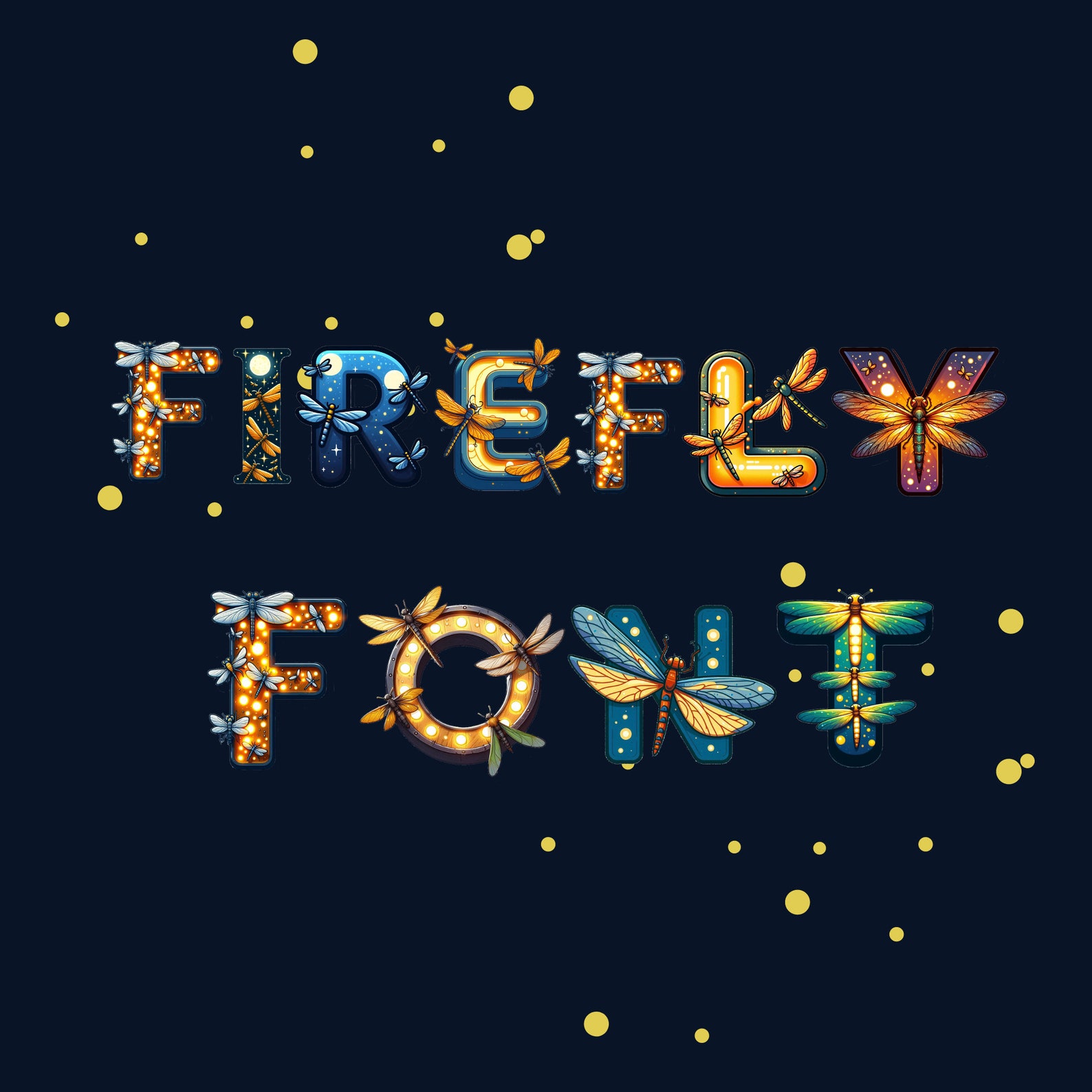 Firefly Font, Alphabet With Firefly Design, Firefly Letters as Png ...