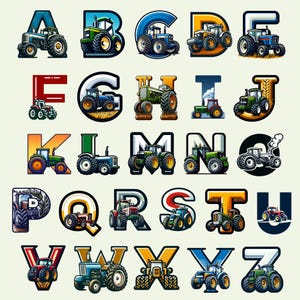 Tractor Font, Alphabet With Tractor Design, Tractor Letters as Png - Etsy