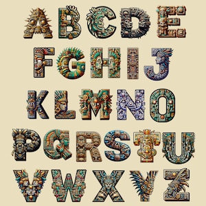 Aztec Font, Alphabet With Aztec Design, Aztec Letters as Png - Etsy