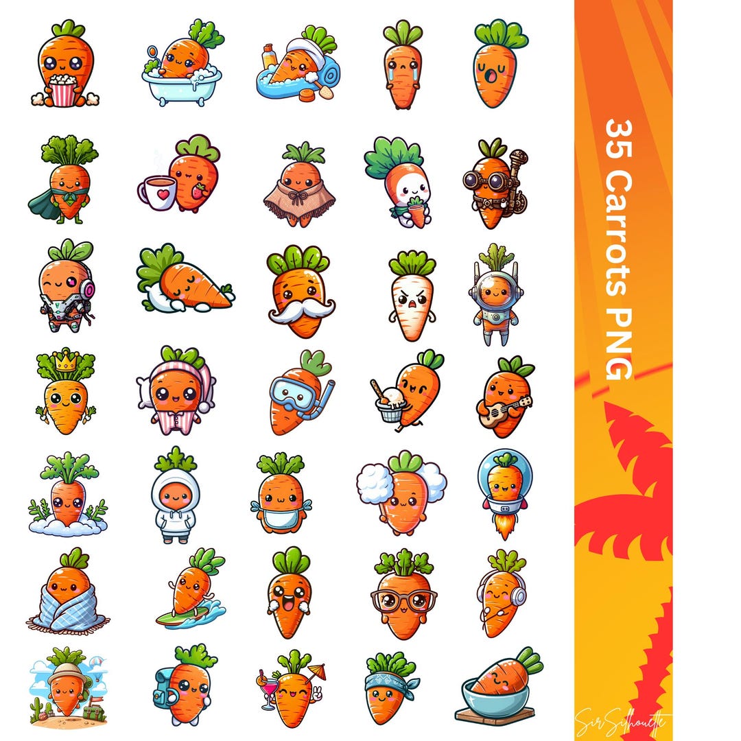 Cute Carrot Digital Design for Stickers - Etsy