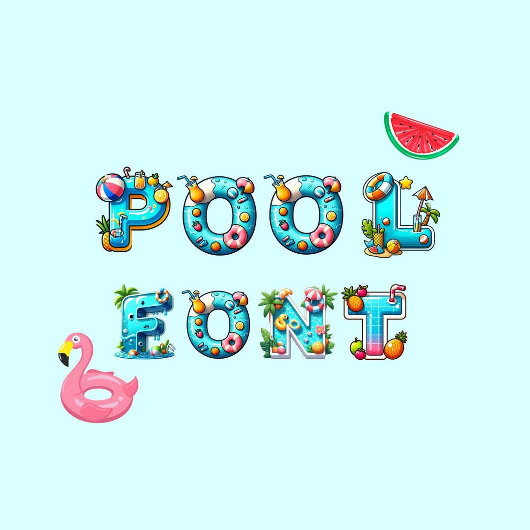 Pool Party Font, Alphabet With Pool Design, Pool Letters as Png - Etsy