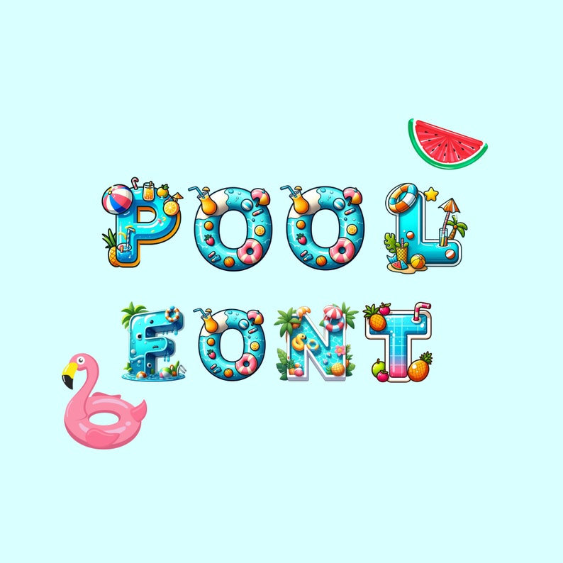 Pool Party Font, Alphabet With Pool Design, Pool Letters as Png - Etsy
